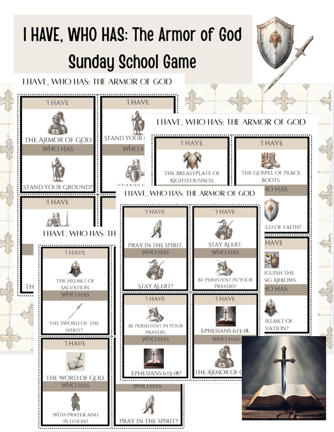 Armor of God Game: Ephesians Bible Verse Activity (PDF Download) - Etsy