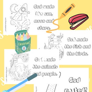 Creation Week Mini-book - Colouring Mini-book for Genesis 1 God Made ...