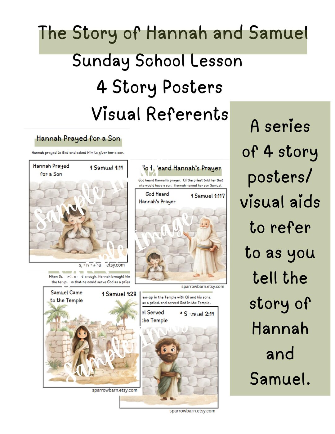 Hannah and Samuel 4 Posters - Hannah Prays -sunday School Lessons - Old ...