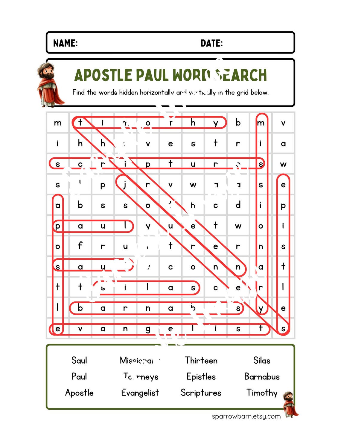 Apostle Paul Word Search - New Testament Sunday School Worksheets ...