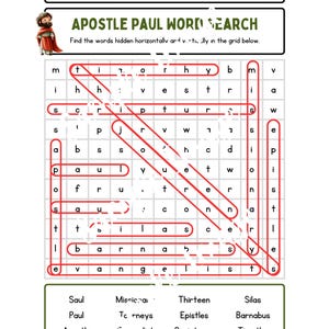 Apostle Paul Word Search - New Testament Sunday School Worksheets ...