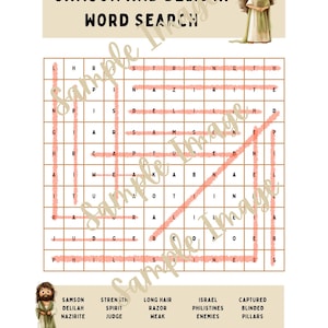 Samson and Delilah Word Search: Old Testament Bible Story Worksheet ...
