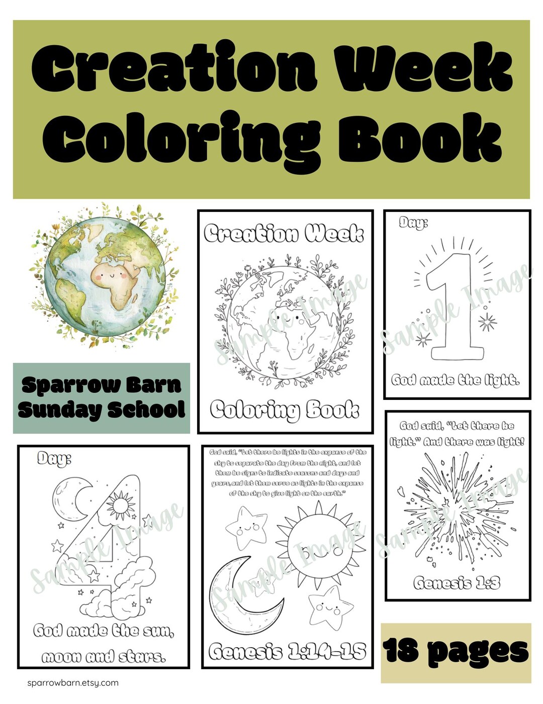 Creation Week Coloring Book - Genesis 1 - Etsy