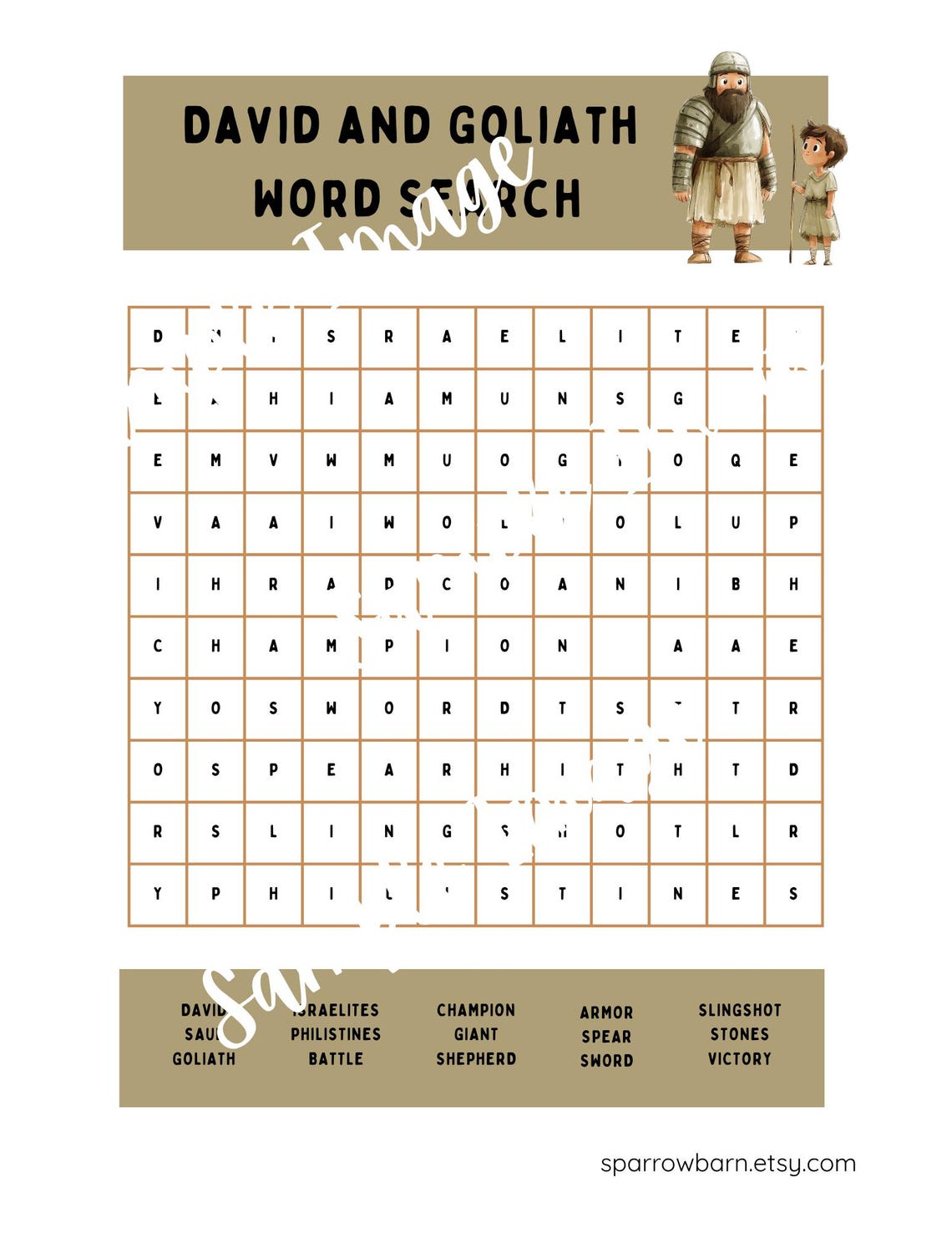 David and Goliath Word Search: Sunday School Bible Activity (PDF ...