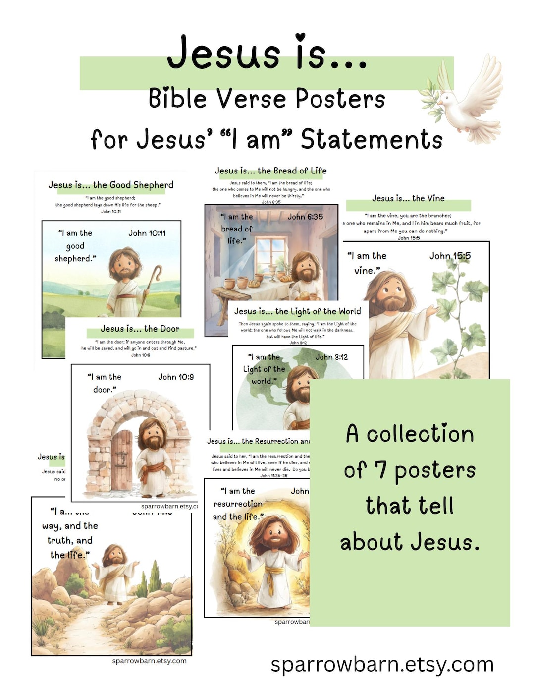 Jesus I Am Statements Posters: Bible Verse Visual Aids (digital ...