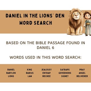 Daniel in the Lions' Den Word Search: Old Testament Bible Story (PDF ...