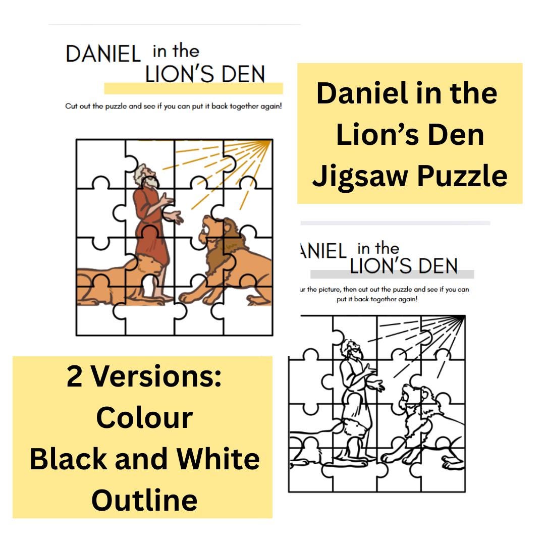 Daniel in the Lion's Den Jigsaw Puzzle - Colour and Black and White ...