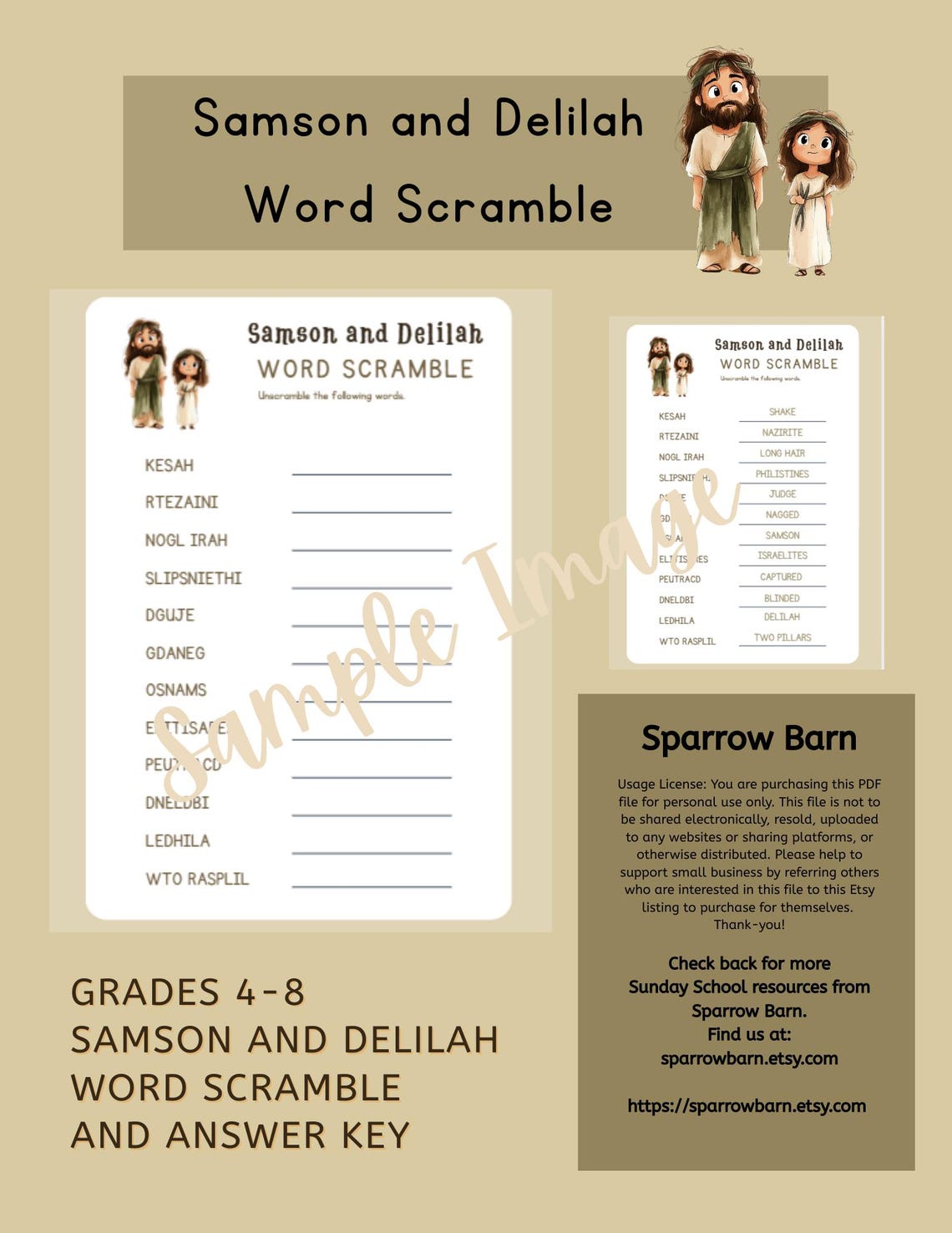 Samson and Delilah Word Scramble - Old Testament Stories - Sunday ...