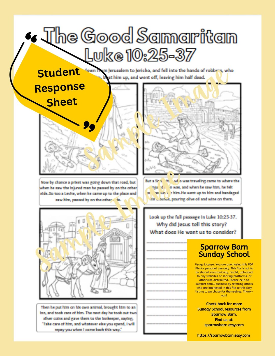 Good Samaritan Parable Worksheet: Luke 10 Scripture Reflection (PDF ...