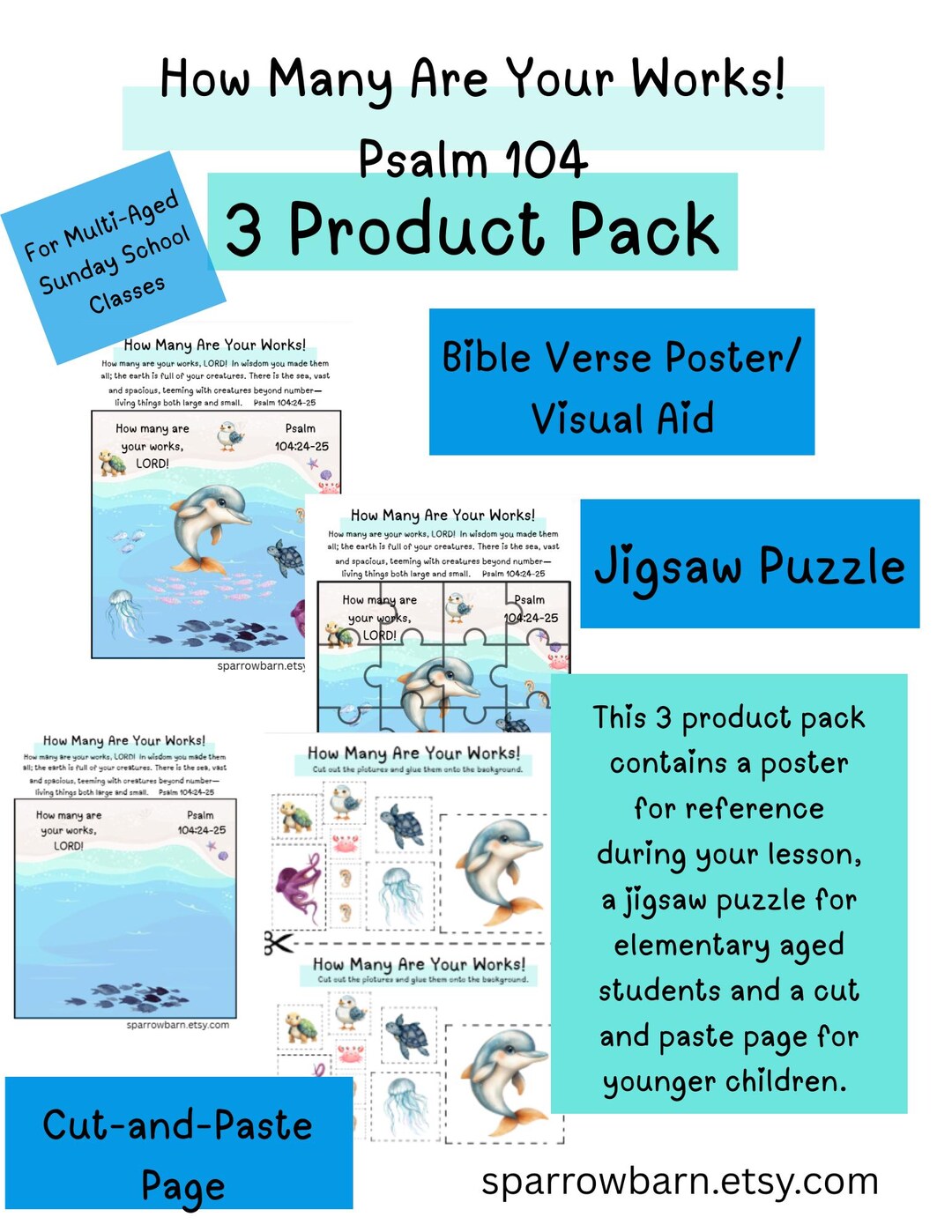 3 Pack - How Many Are Your Works - Psalm 104 Verse Poster Jigsaw Puzzle ...