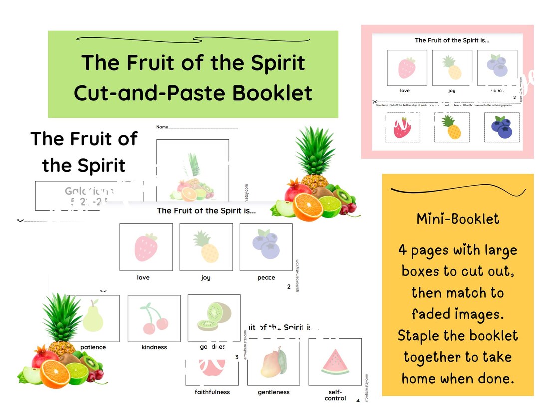 Fruit of the Spirit Booklet- Cut and Paste Booklet - Pre-k & Kinders ...