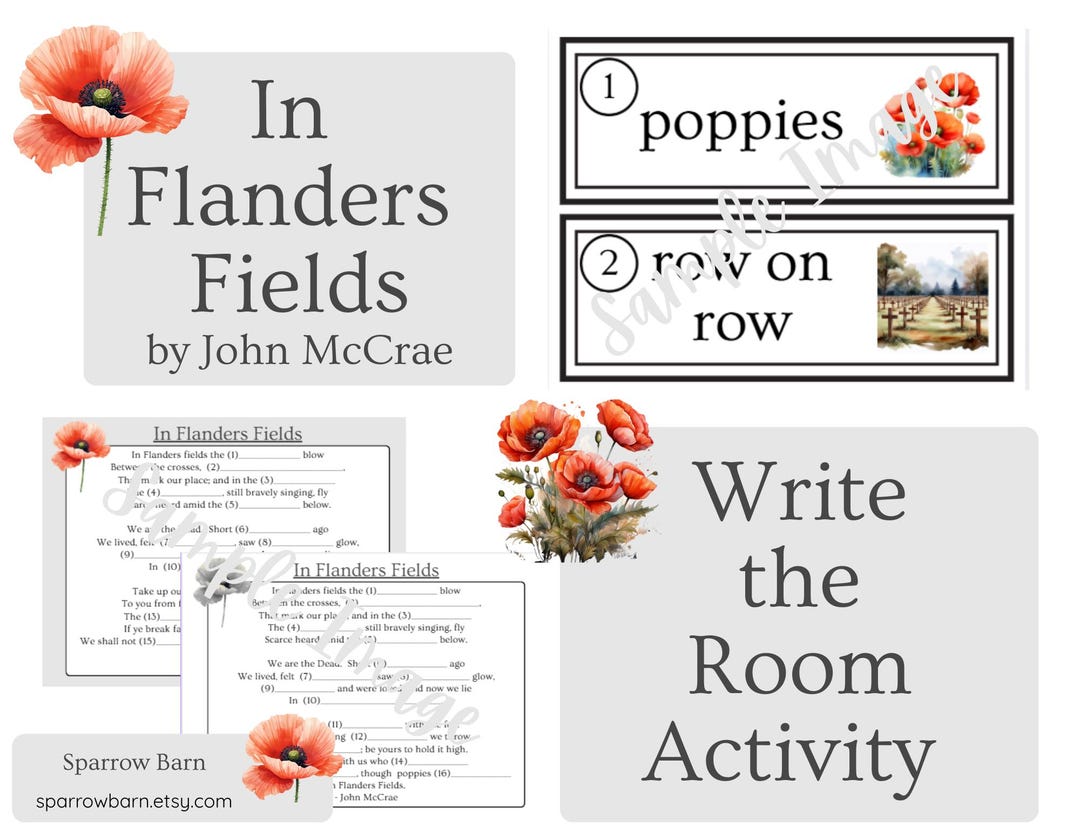 In Flanders Fields Write-the-room: Remembrance Day Activity Based on ...