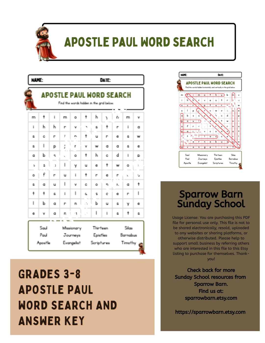 Apostle Paul Word Search - New Testament Sunday School Worksheets ...
