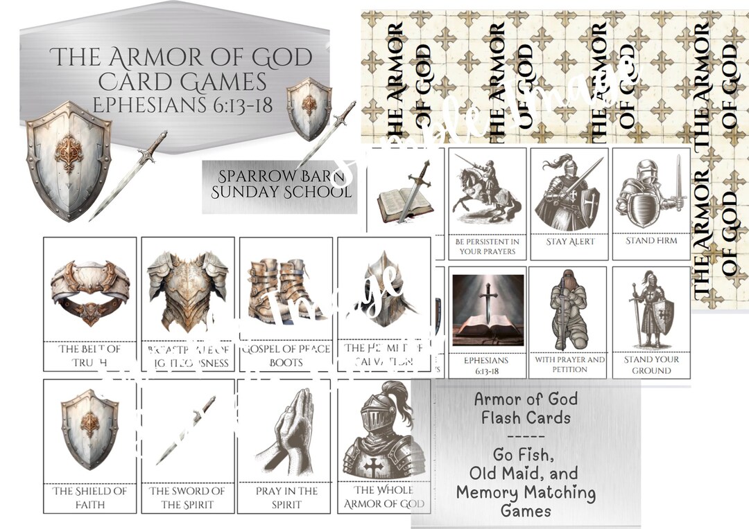 Armor of God Card Games: Go Fish, Old Maid, Memory (PDF Download) - Etsy