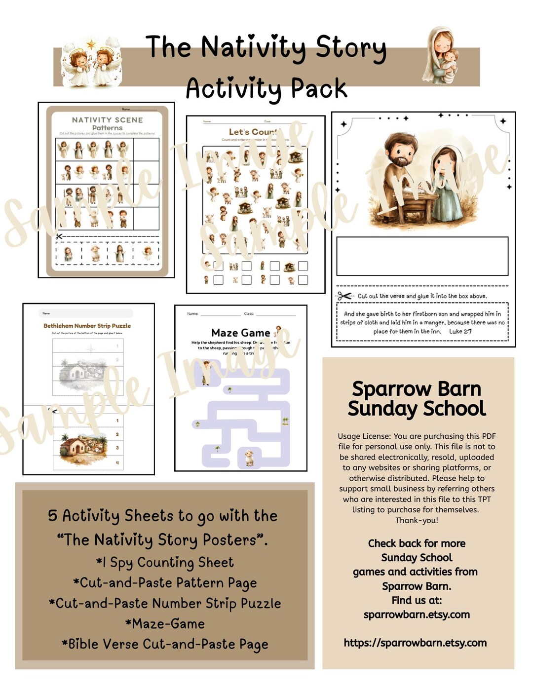 Nativity Story Activity Pack – Sunday School Christmas Activity Sheets ...