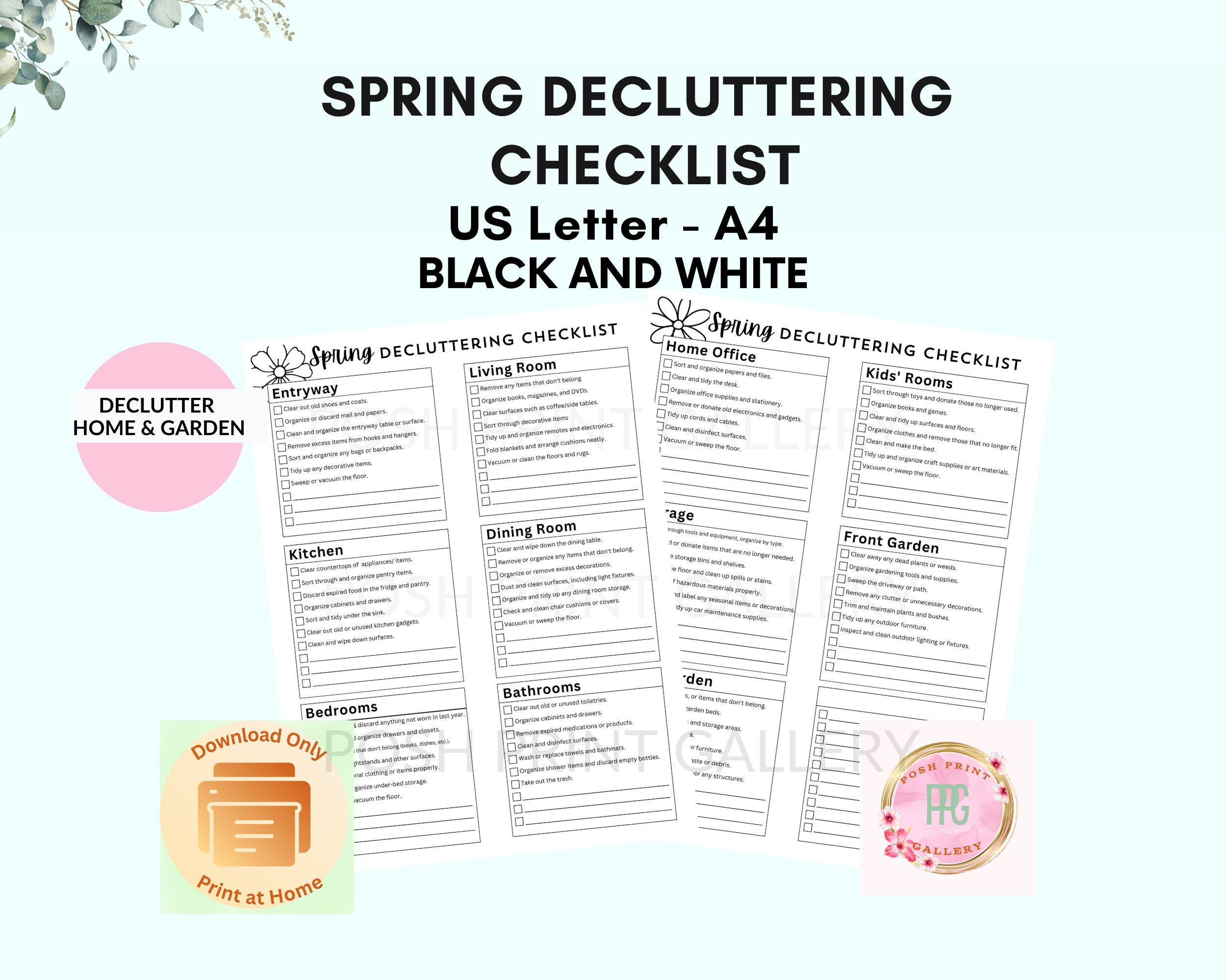 Spring Decluttering Checklist Printable Home and Garden Cleaning ...