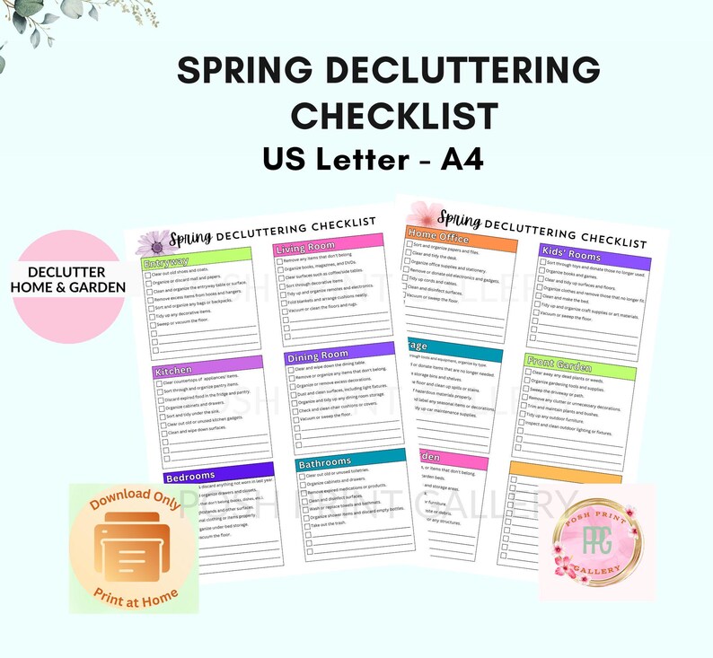 Spring Decluttering Checklist Printable Home and Garden Cleaning ...