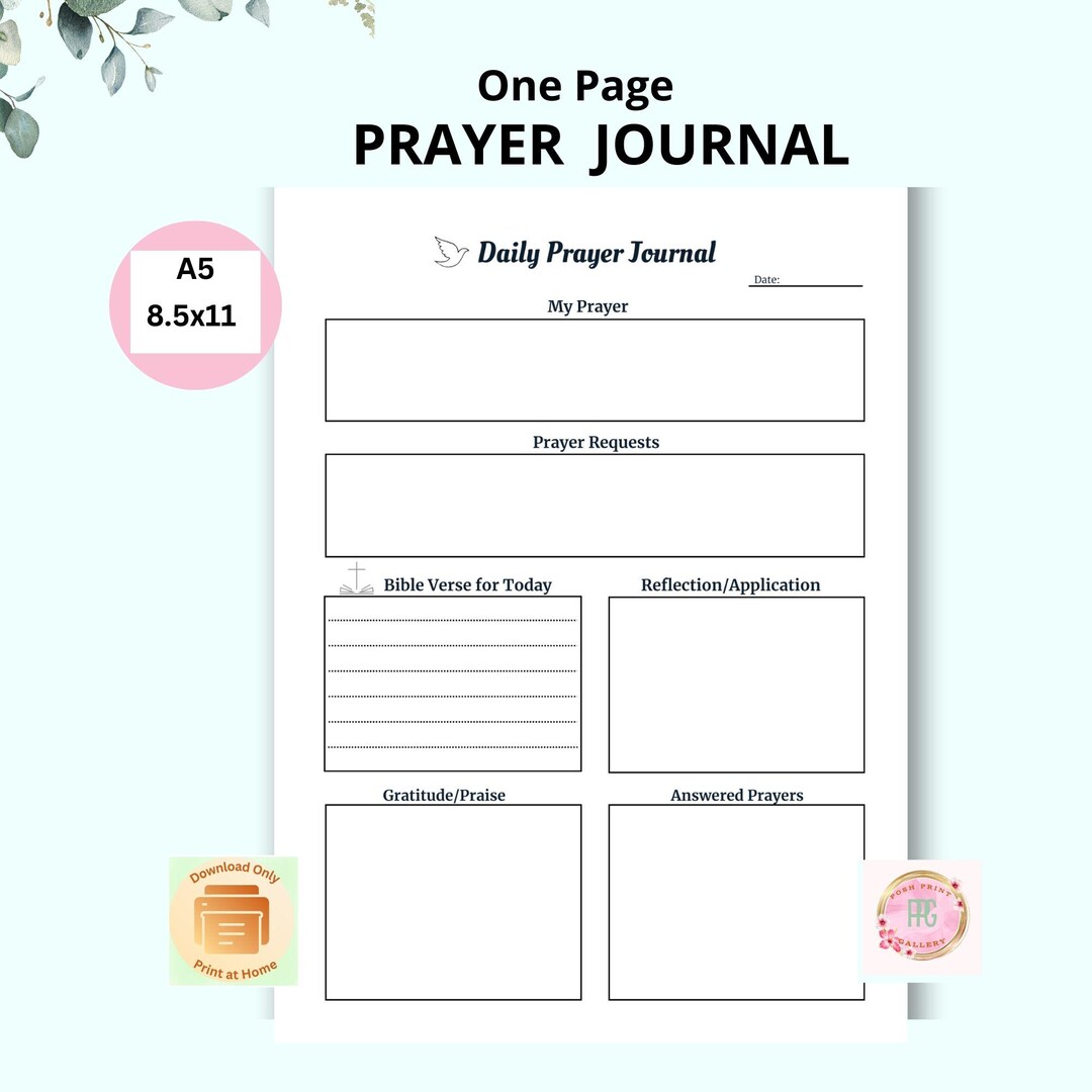 Prayer Journal, Printable Prayer Tracker, Daily Devotional Journaling ...