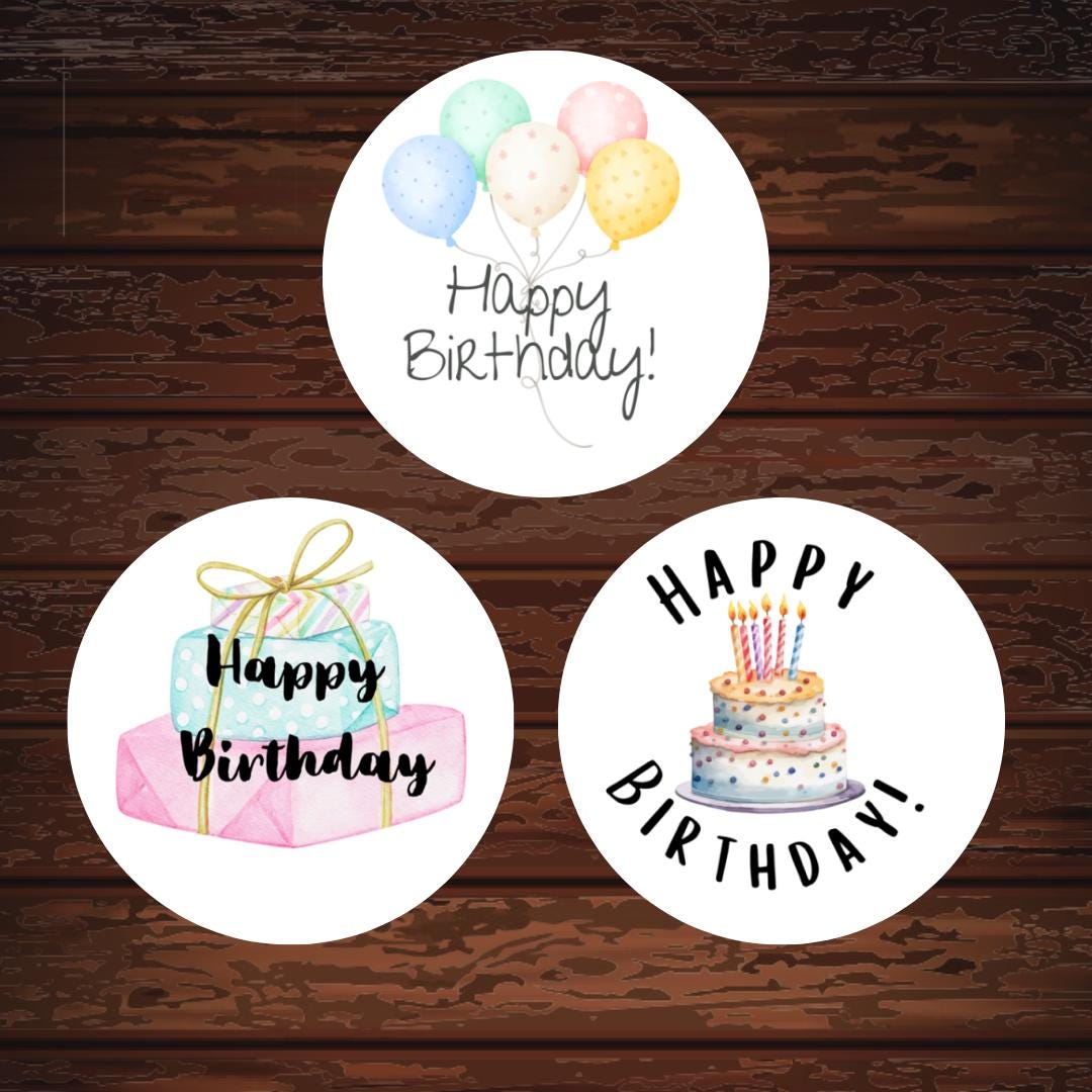 Printable Happy Birthday Round Tags Rainbow Watercolor Instant Digital ...