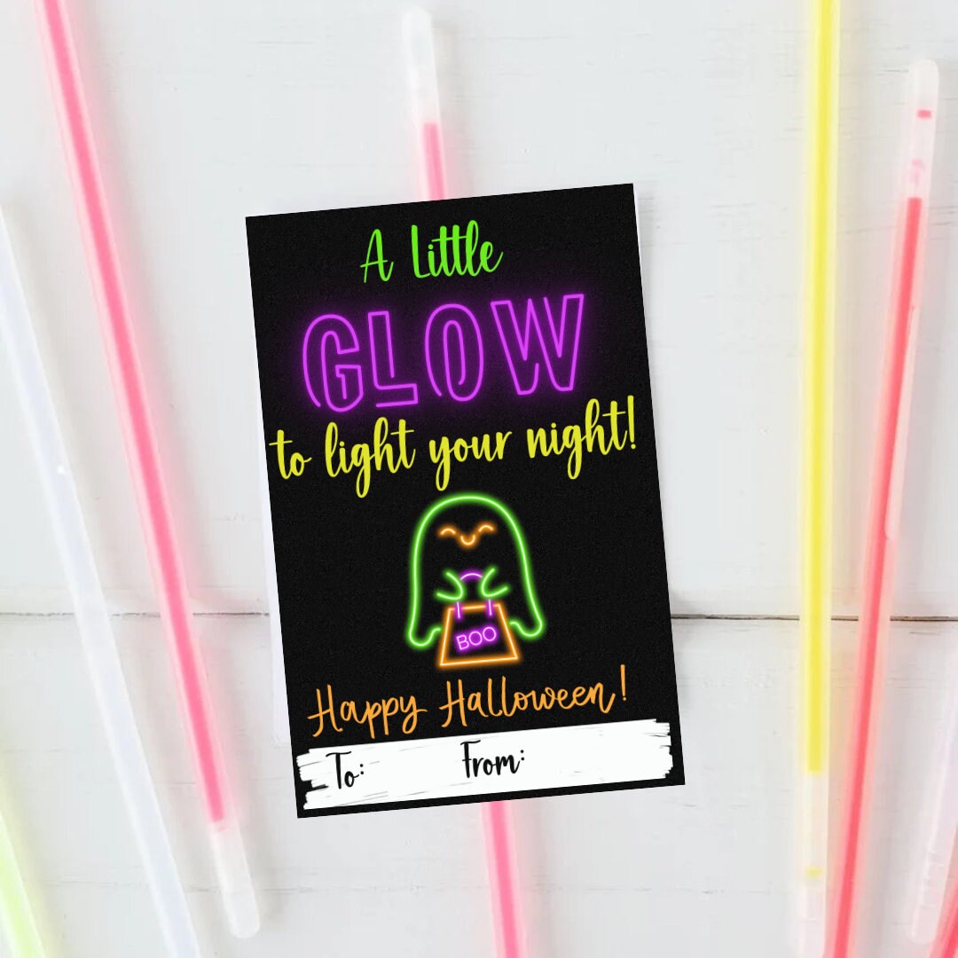 Glow Stick Tag, A Little Bit of Light for Halloween Night, Printable ...