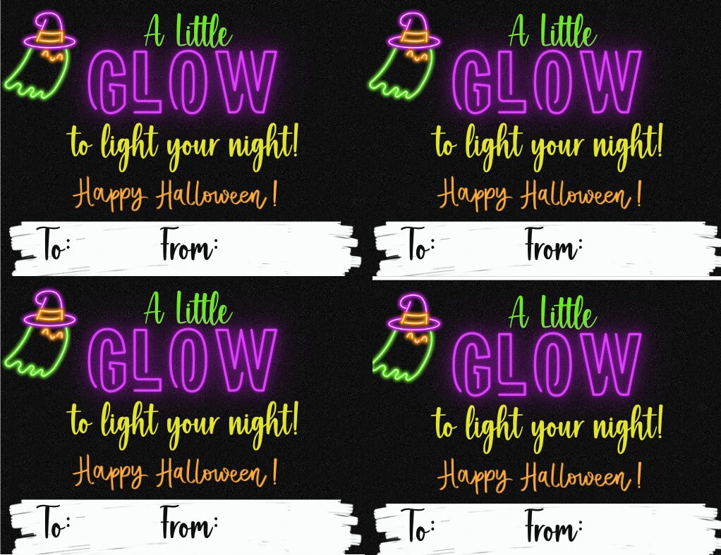 Glow Stick Tag, A Little Bit of Light for Halloween Night, Printable ...