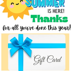 End of Year Teacher Gift Card Holder Template, Printable School's Out ...