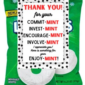 Teacher Appreciation Printable Gift Tags, Thank You Mint Tag Back to ...