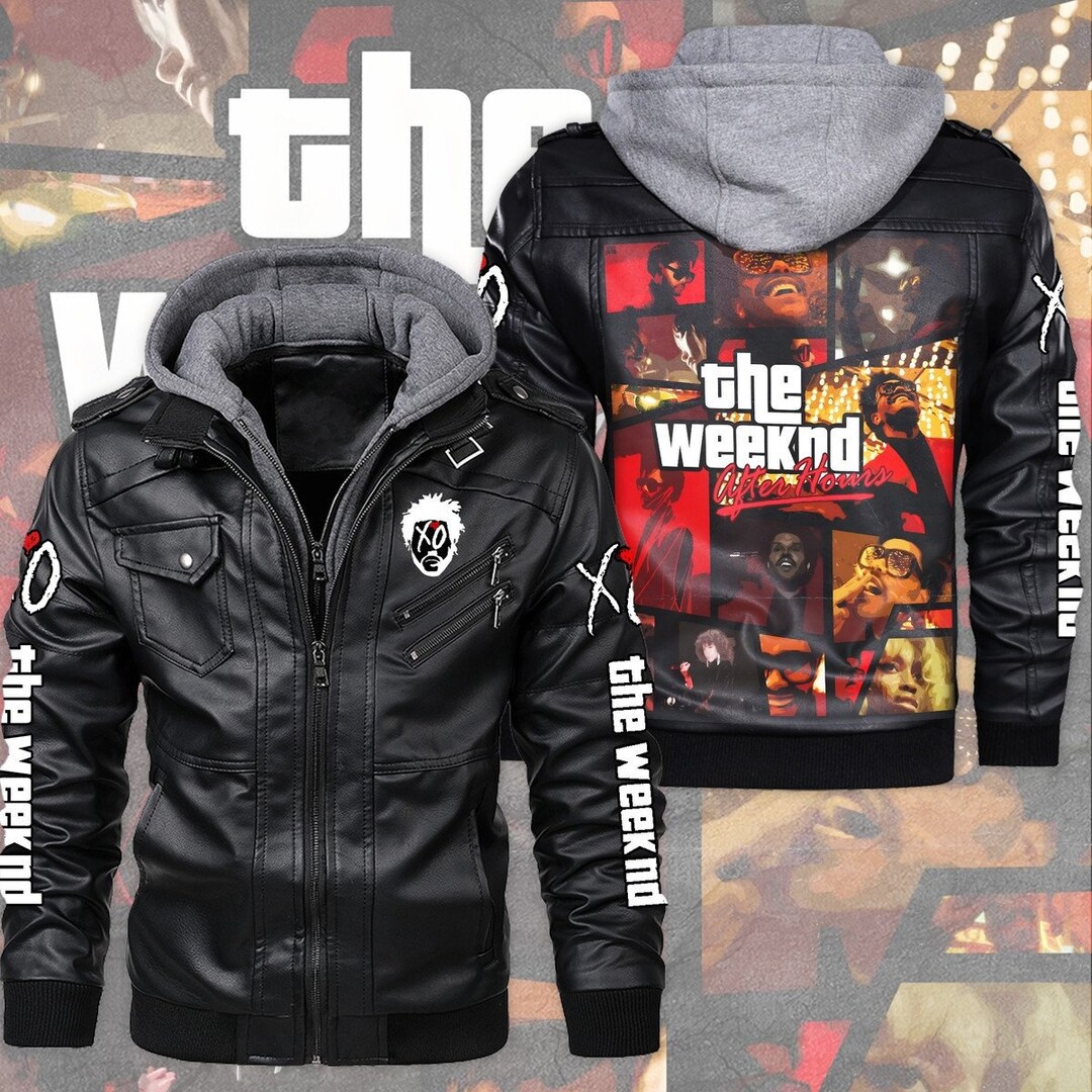 Vintage the Weeknd 2D Hooded Leather Jacket, 2D Hooded Leather Jacket ...