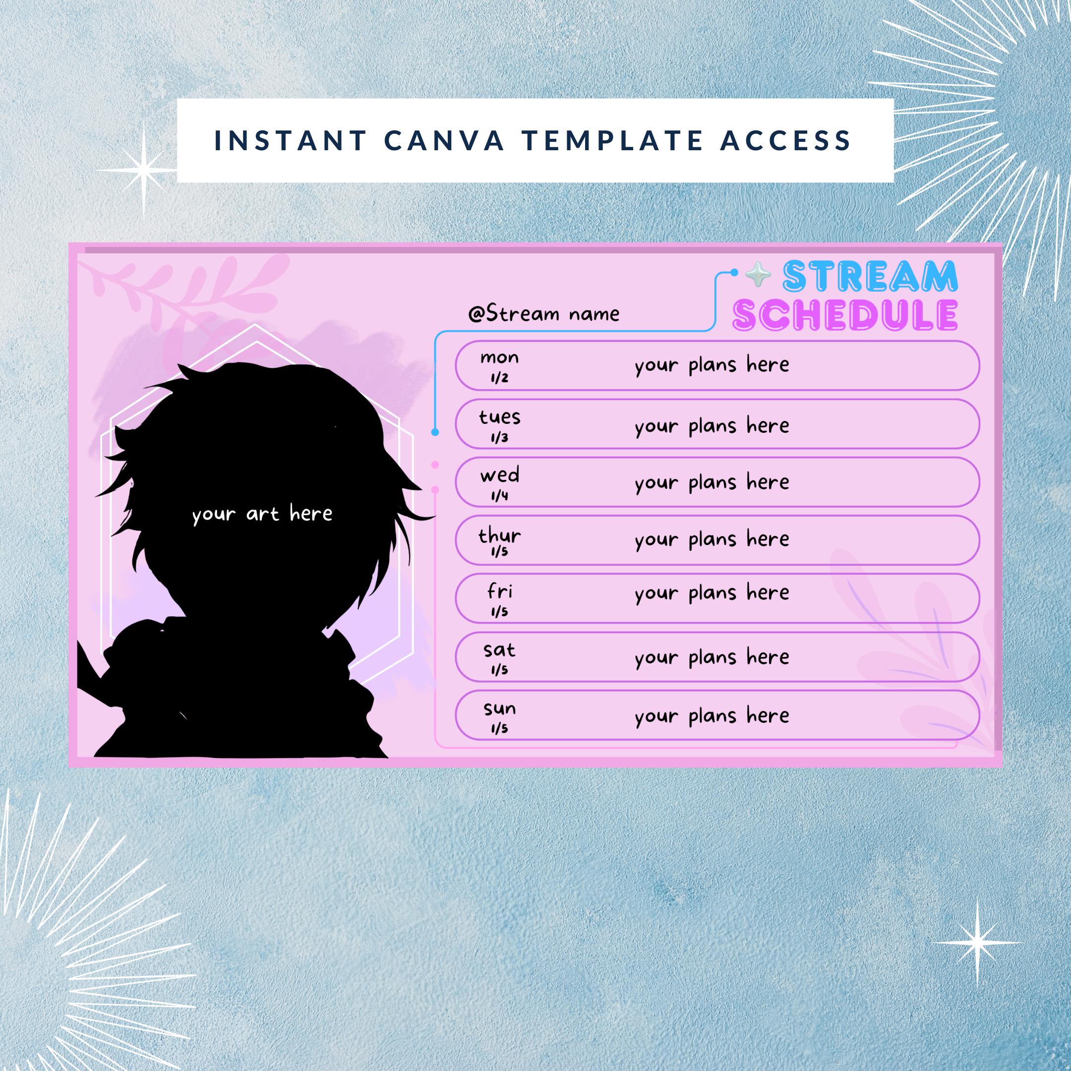 Stream Schedule Template for Twitch Kick Youtube Streaming Minimal ...