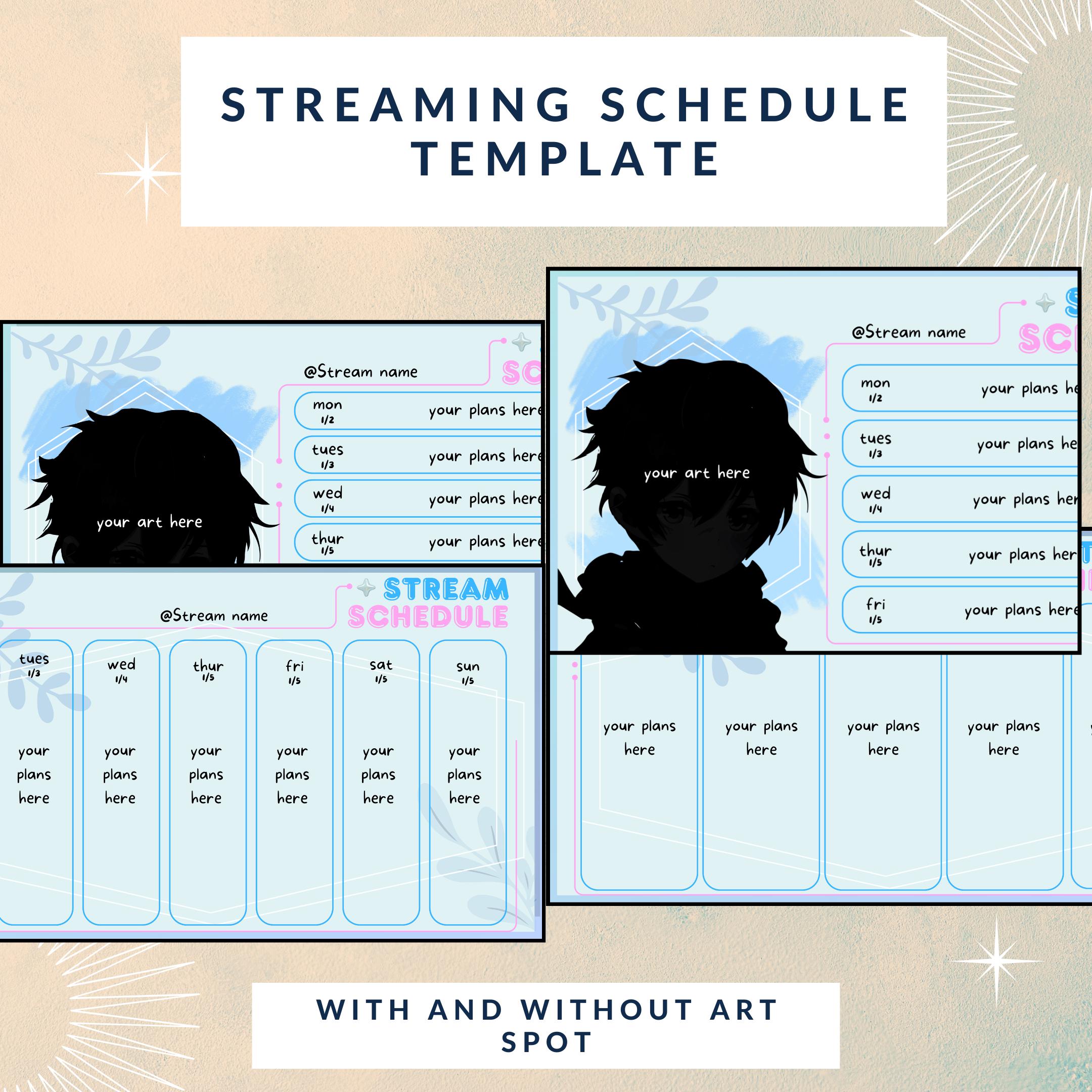Stream Schedule Template for Twitch Kick Youtube Streaming Minimal ...