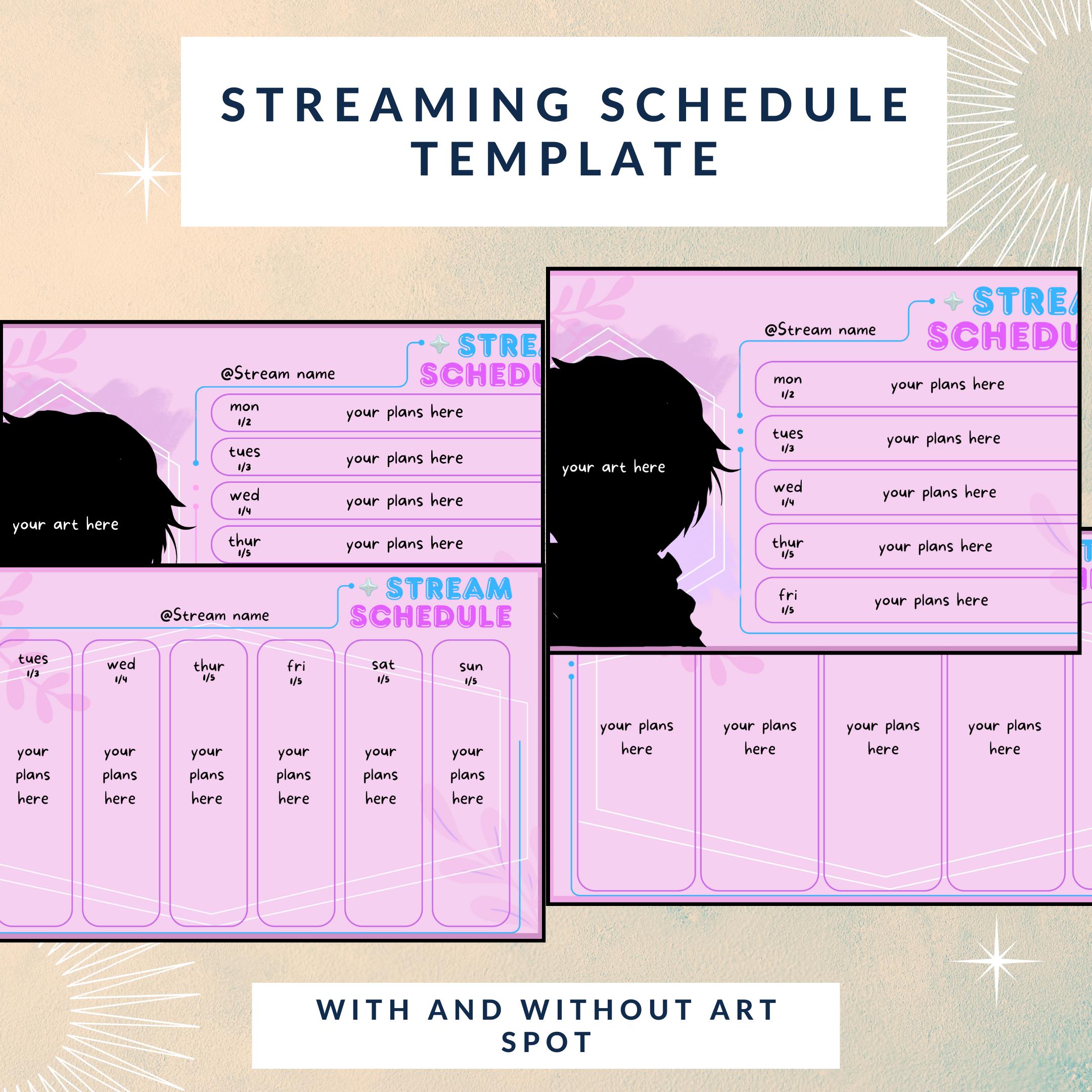 Stream Schedule Template for Twitch Kick Youtube Streaming Minimal ...