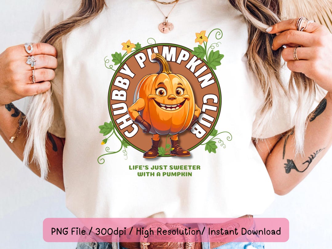 Chubby Pumpkin Club PNG: Retro Fall Sublimation Design (digital ...