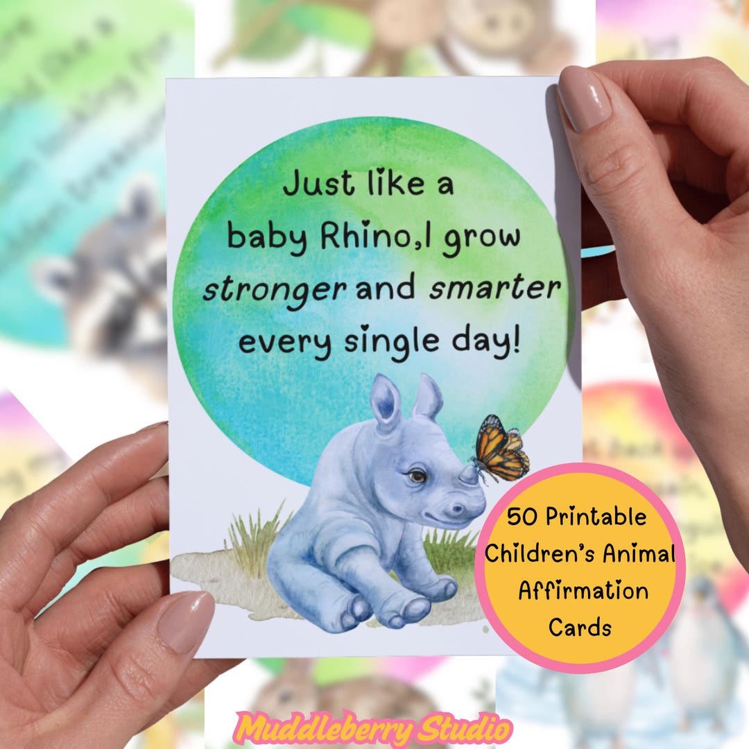 Kids Animal Affirmation Cards-positive Printable Cards for Children ...