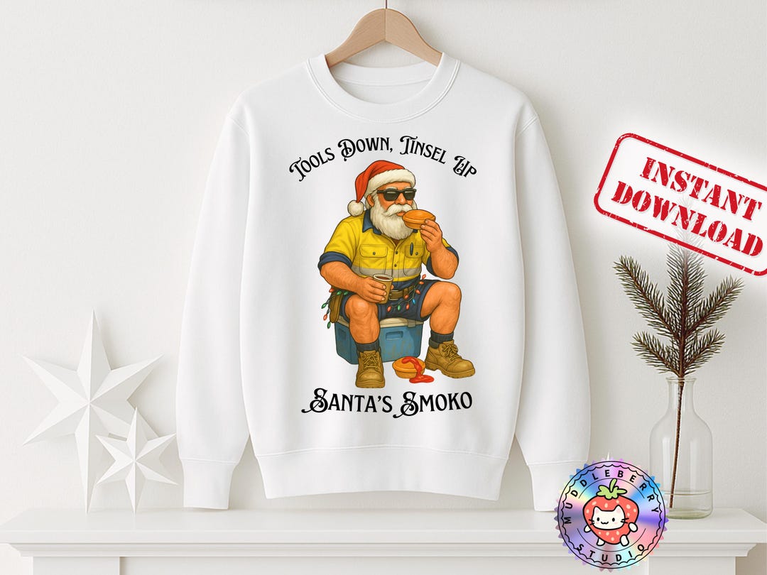 Santa's Smoko PNG / Australian Christmas Tee Graphic / Funny Tradie T ...