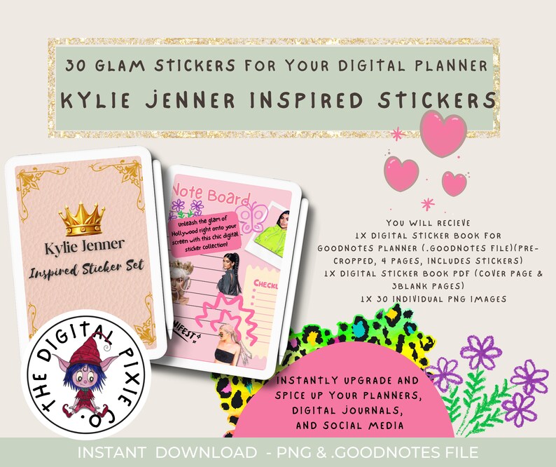 Kylie Jenner Inspired Digital Stickers, Celebrity Inspired Stickers ...