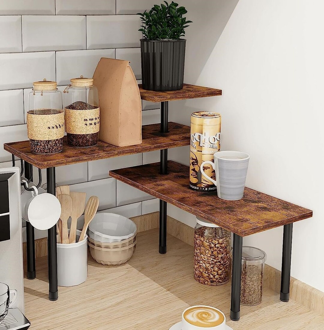 3 Tier Kitchen Counter Spice Rack Coffee Bar Over Sink Counter Shelf ...