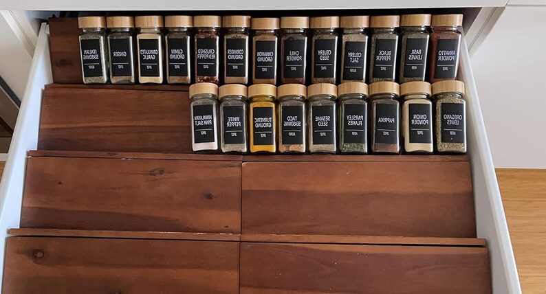 4 Tier Spice Rack Cabinet Storage Shelf Acacia Wooden Tray Spice Racks ...