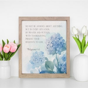 Philippians 4:6 Bible Wall Art, Watercolor Scripture, Digital Print ...