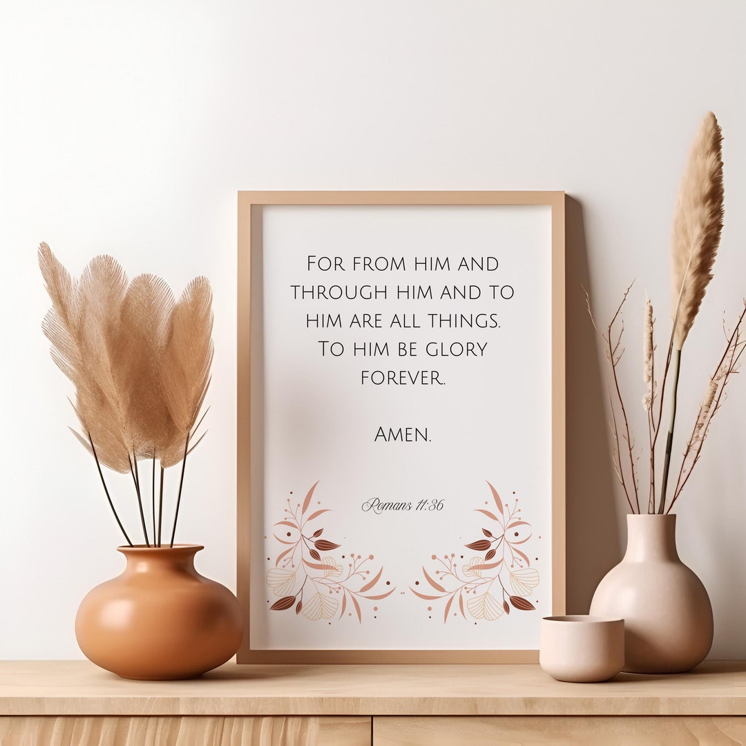 Romans 11:36 Bible Wall Art, Modern Scripture, Bible Scriptural Art ...
