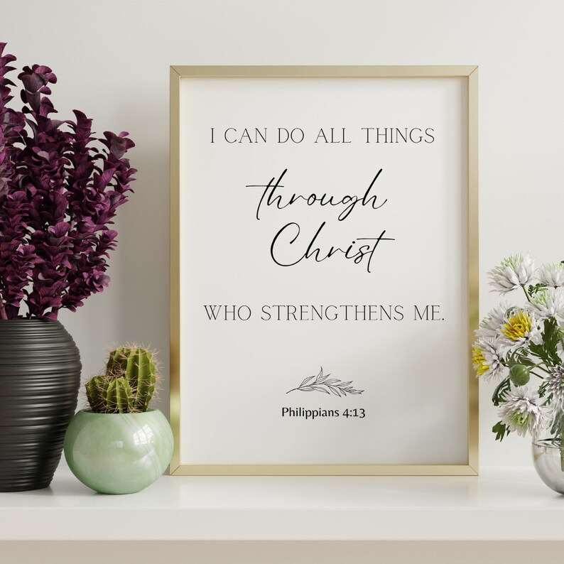 Philippians 4:13 Bible Wallart, Modern Scripture, Digital Print, Bible ...