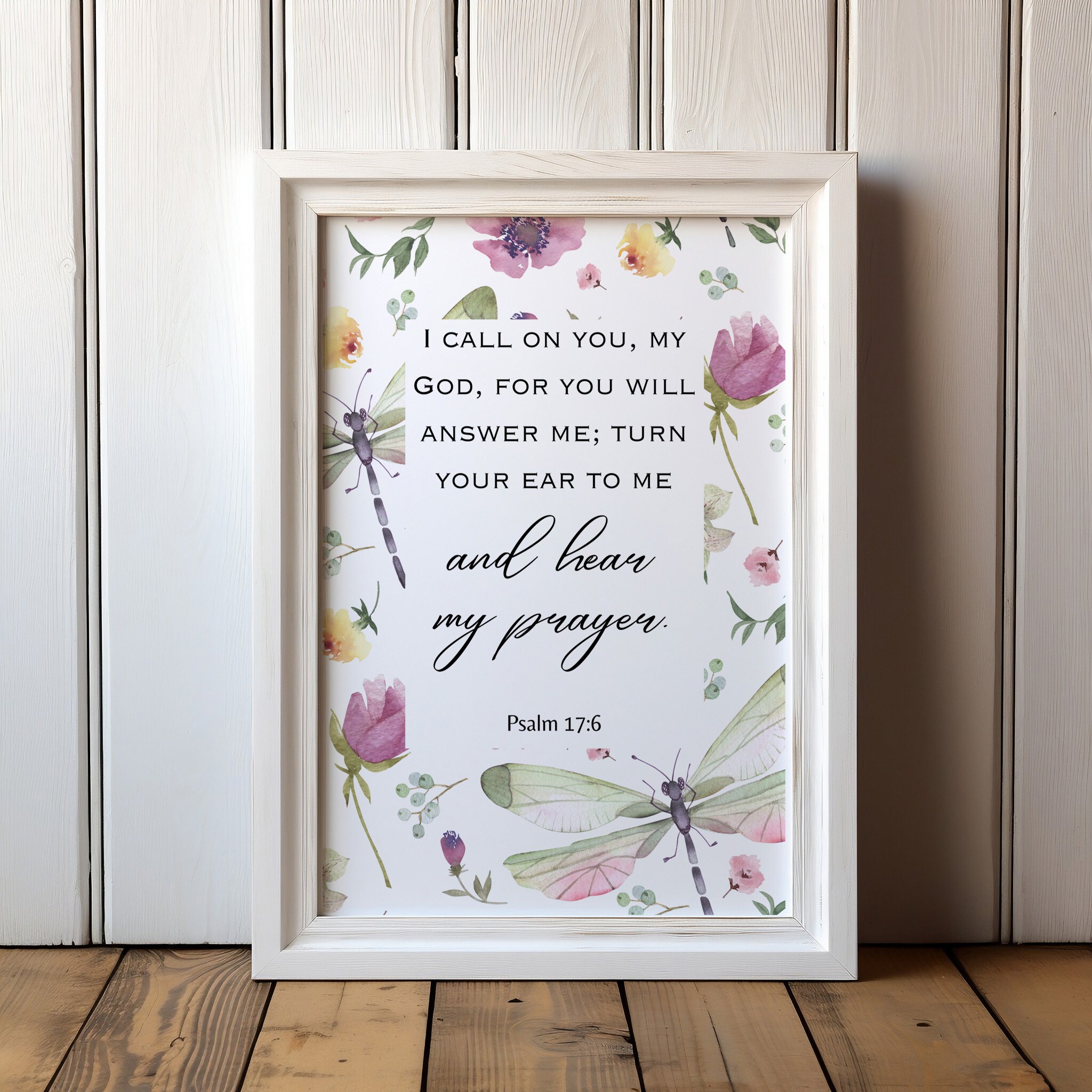 Psalm 17:6 Bible Verse, Home Art Decor, Scripture Verse, Cottage Core ...