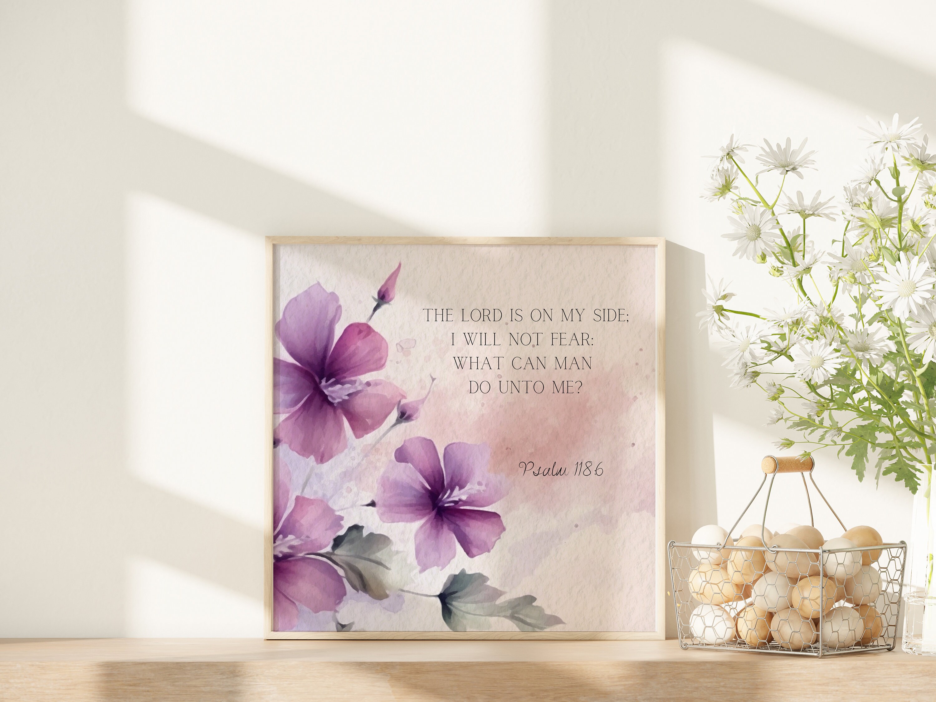 Psalm 118:6 Christian Art, Bible Wall Art, Gift Art Decor, Watercolor ...