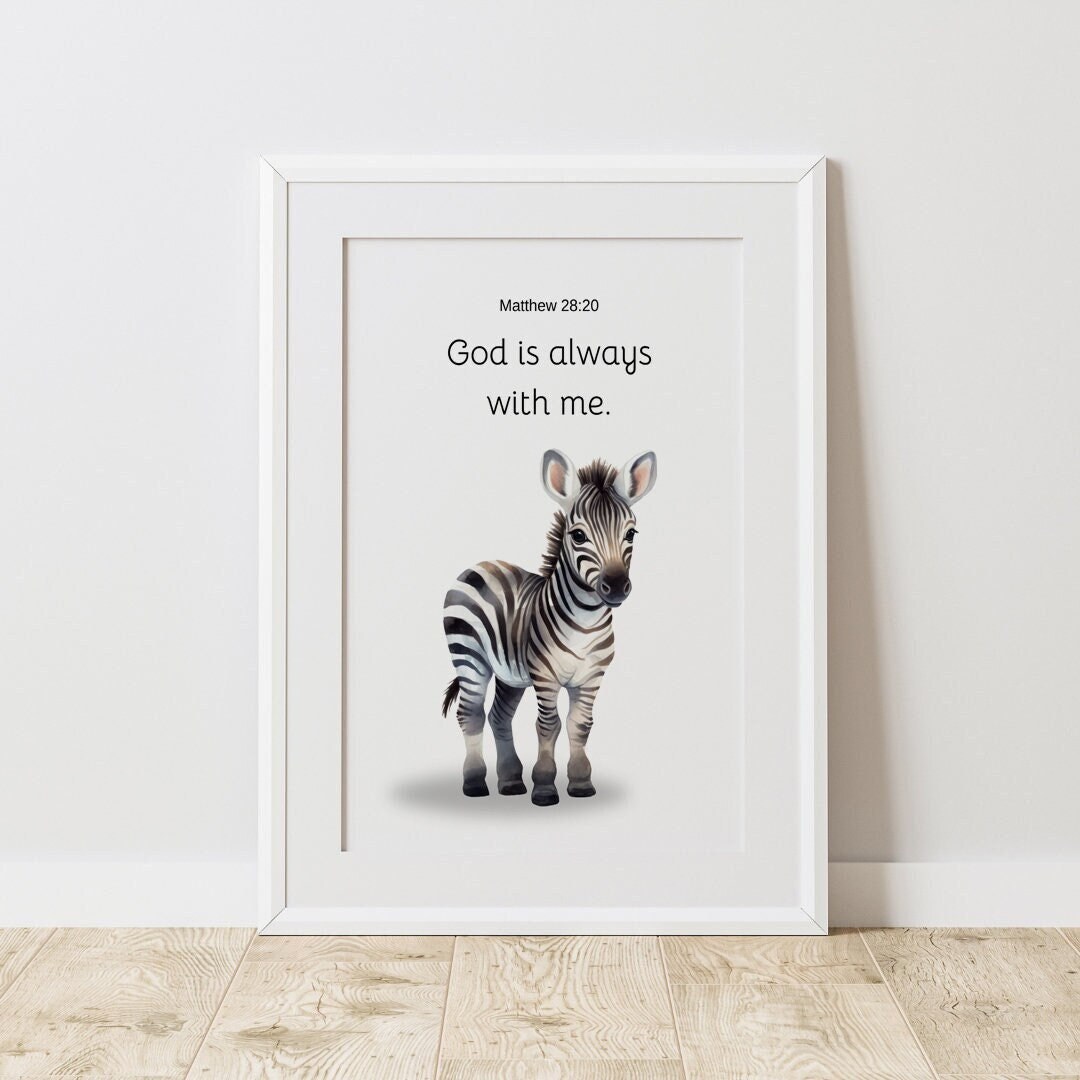Matthew 28:20 Nursery Wall Art, Baby Zebra, Baby Animals, Christian ...