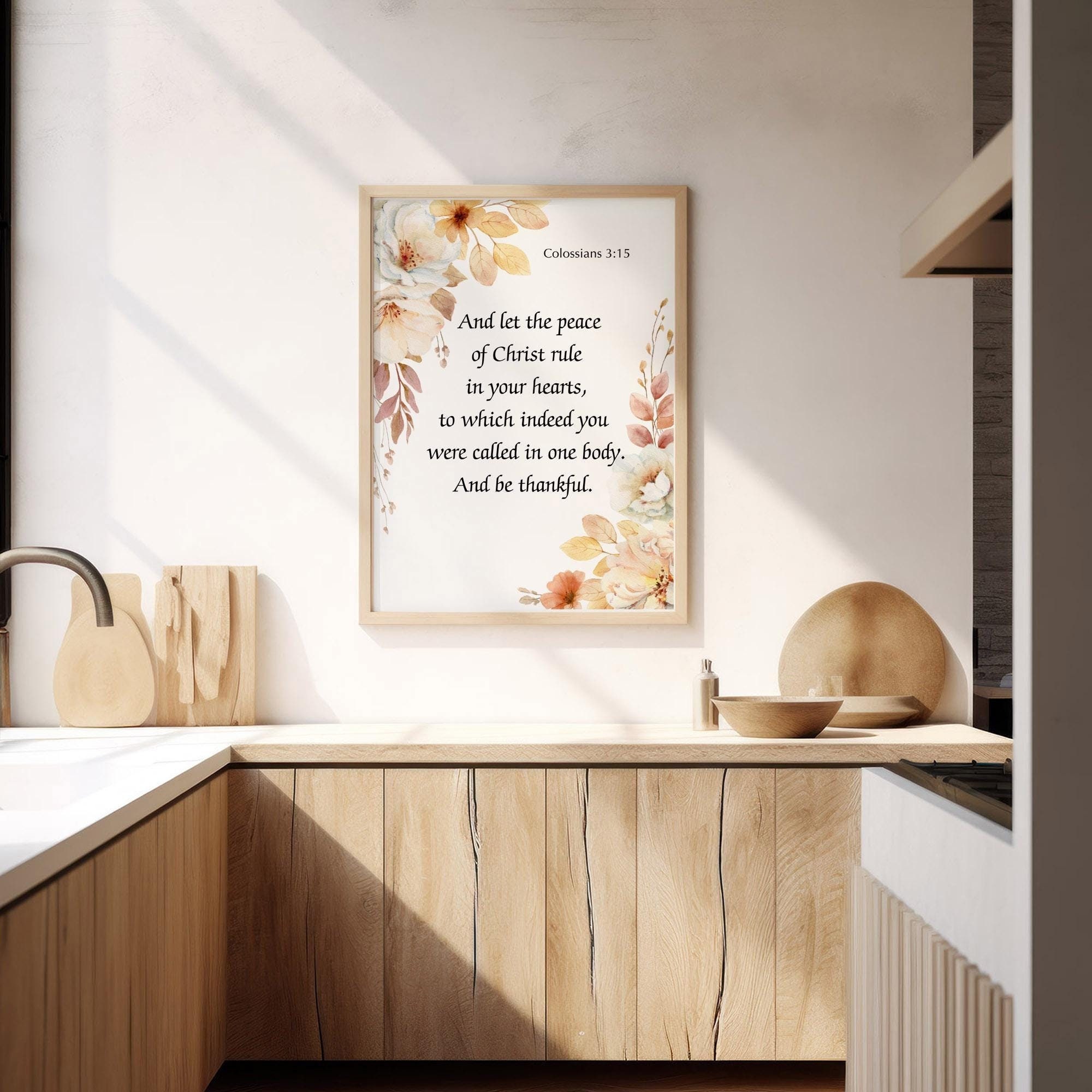 Colossians 3:15 Fall Christian Bible Art, Vintage Wall Art, Digital Art ...