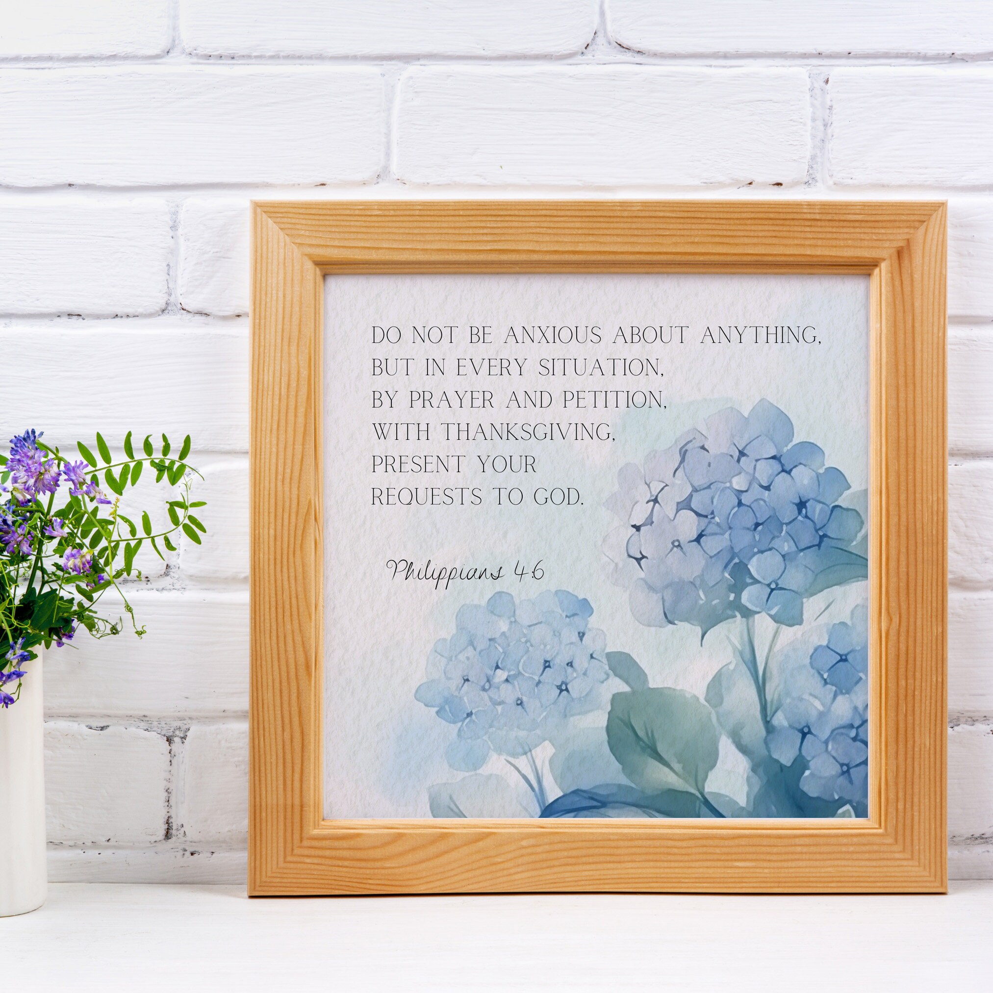 Philippians 4:6 Bible Wall Art, Watercolor Scripture, Digital Print ...