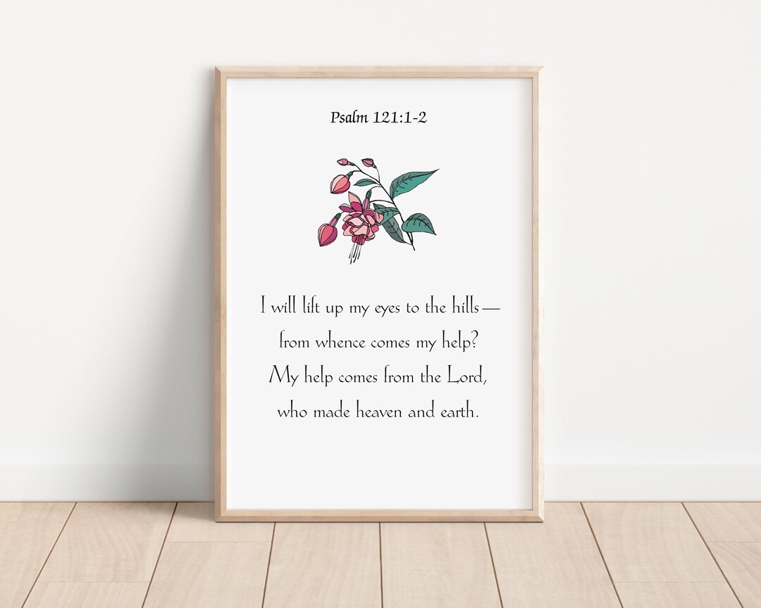 Psalm 121:1-2 Scripture Verse, Vintage Decor, Digital Print, Christian ...