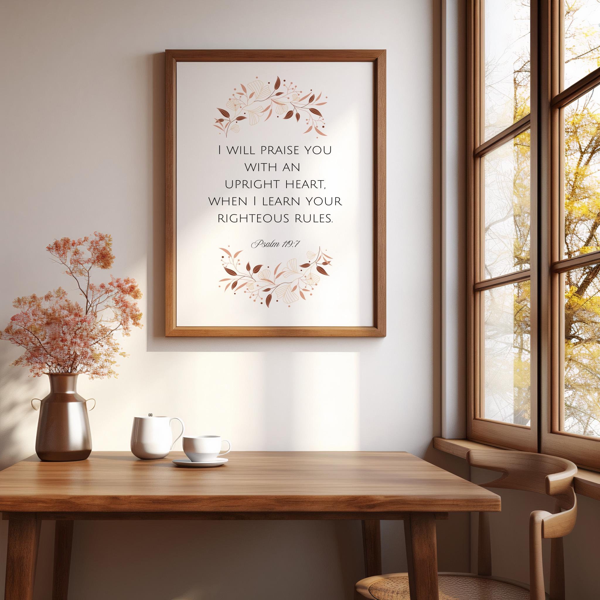 Psalm 119:7 Bible Wall Art, Modern Scripture, Bible Scriptural Art ...