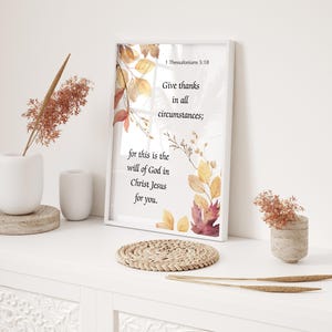 1 Thessalonians 5:18 Fall Christian Bible Art, Vintage Wall Art ...