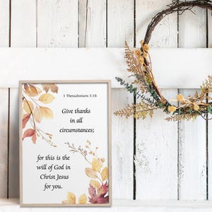 1 Thessalonians 5:18 Fall Christian Bible Art, Vintage Wall Art ...
