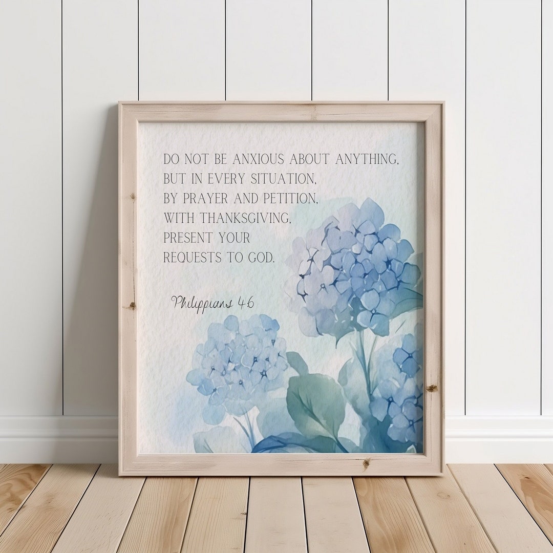 Philippians 4:6 Bible Wall Art, Watercolor Scripture, Digital Print ...